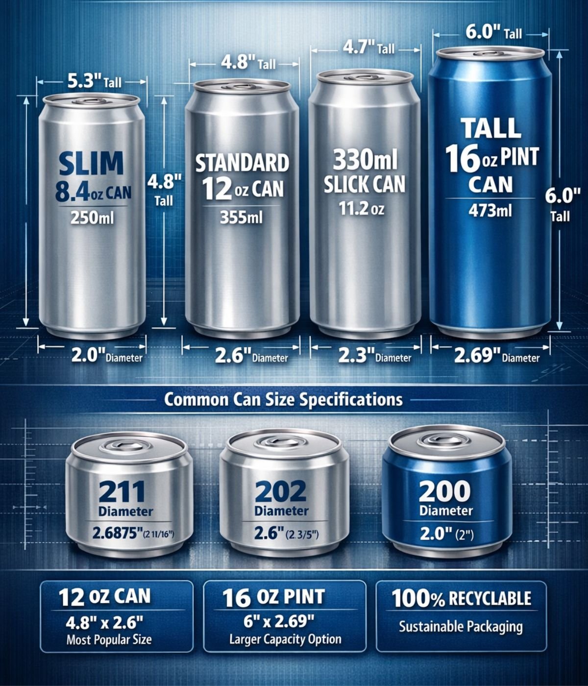 Aluminum Can Size Dimensions in 2026